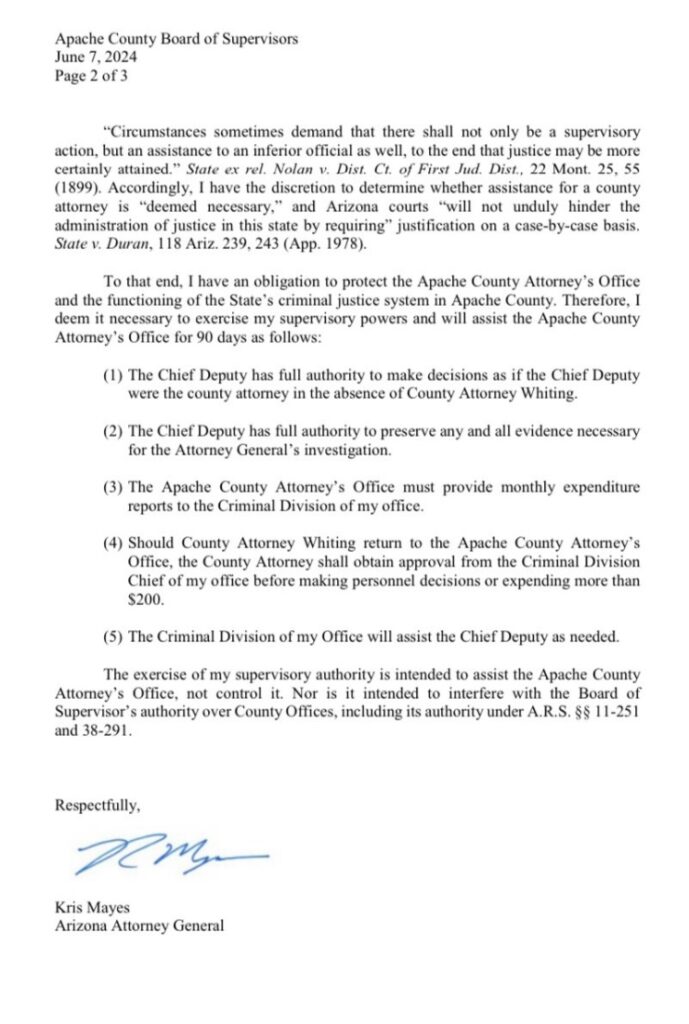 AZ Attorney General Sets Supervision Guidelines For Apache County ...